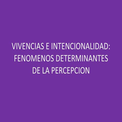 Vivencias e intencionalidad | PPTX