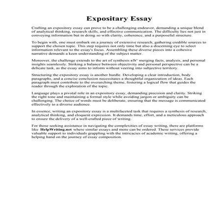 Expositary Essay. Expository essay. Expository Essay: Definition ...