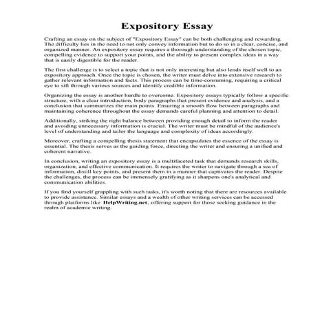 Expository Essay. Samples Of Expository Essays Telegraph | PDF