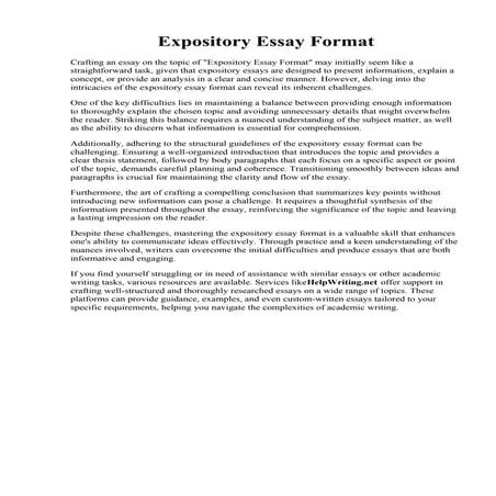 Expository Essay Format. . Expository Essay Example Media Industry ...