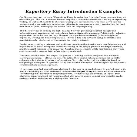 Expository Essay Introduction Examples | PDF | Outdoor Attractions ...