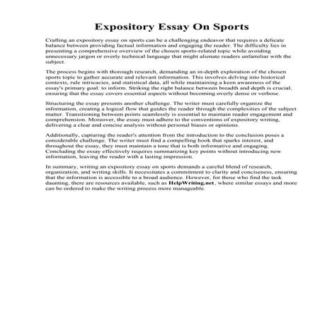 Expository Essay On Sports | PDF