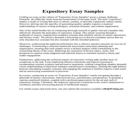 Expository Essay Samples. What Is an Expository Essay? Examples and ...