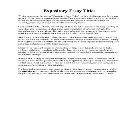 Expository Essay Titles | PDF