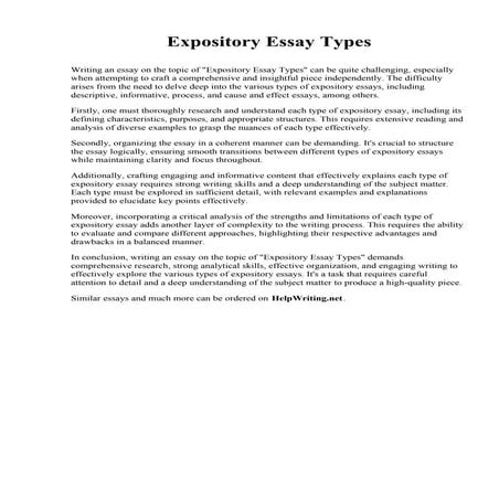 Expository Essay Types. University of Detroit Mercy | PDF