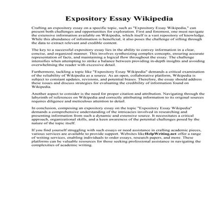 Expository Essay Wikipedia. Expository Essay Essays Cognition | PDF