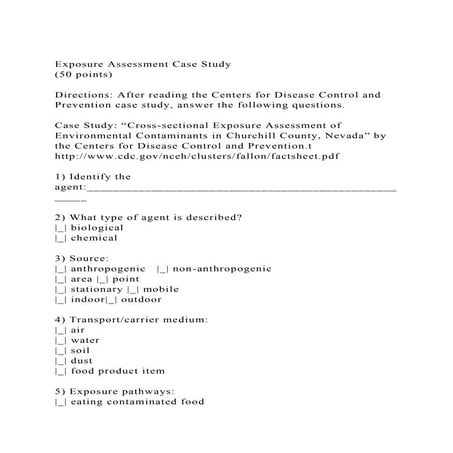 Exposure Assessment Case Study (50 points)Directions After .docx