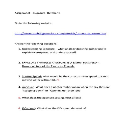 Exposure worksheet | DOCX