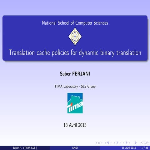 Translation Cache Policies for Dynamic Binary Translation | PPT