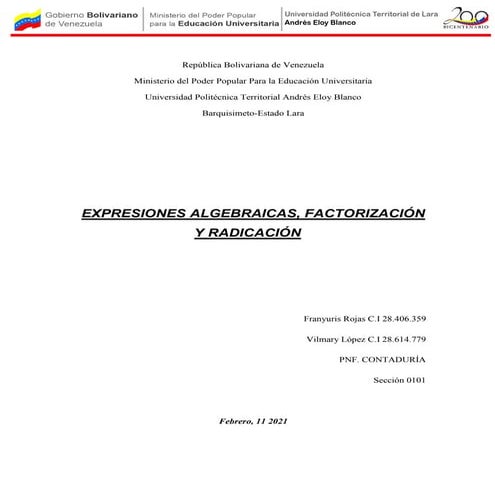 Expresiones algebraicas | PDF