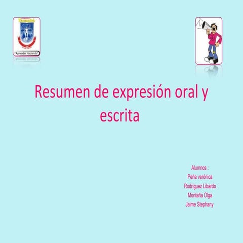 Expresiones , comunicacion oral y escrita | PPT