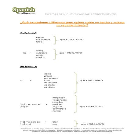 Spanish expressions to give your opinion | PDF