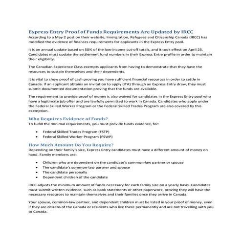 Express Entry Proof of Funds Requirements Are Updated by IRCC.docx