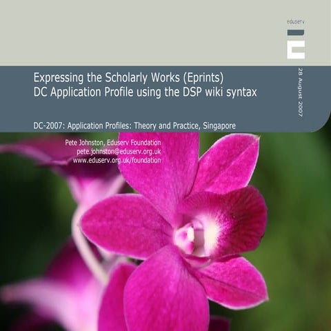 Expressing the Scholarly Works DCAP using the DSP Wiki Syntax | PPT