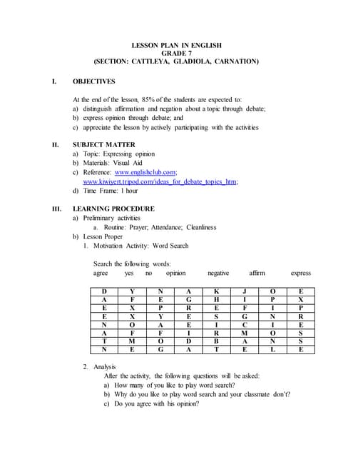 Panel discussion lesson plan | DOCX | Education