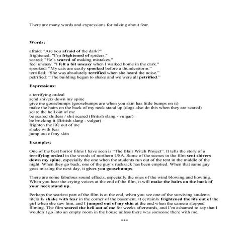 Expressions about fear | DOC