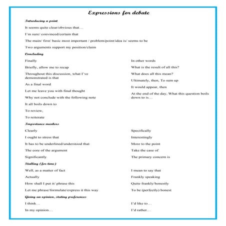 Expressions for debate | PDF