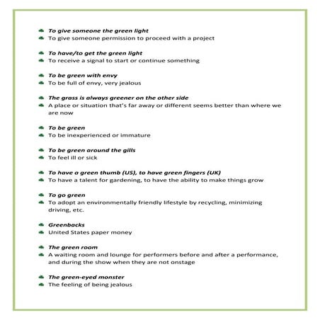 Expressions with the words green and luck | PDF