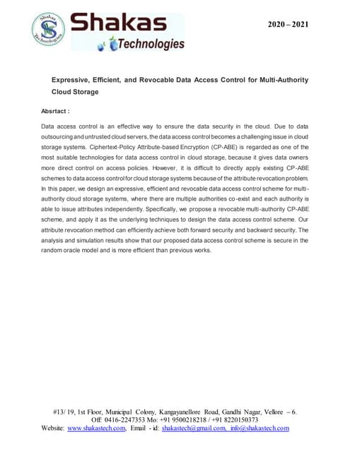 Expressive Efficient And Revocable Data Access Control For Multi