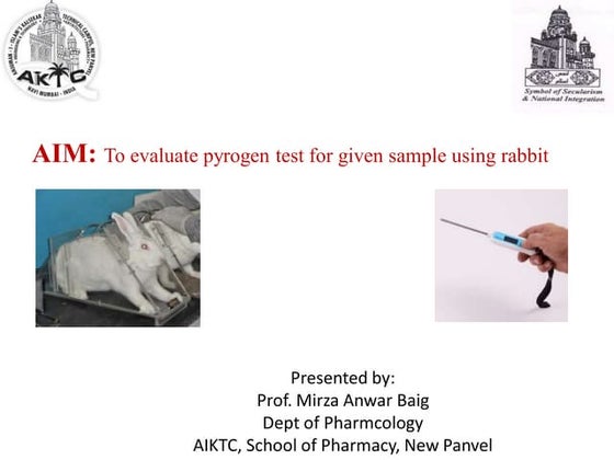 Expt. 9 Test for pyrogens ( rabbit method) | PDF | Chemistry | Science
