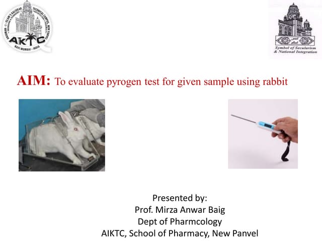 Expt. 9 Test for pyrogens ( rabbit method) | PDF