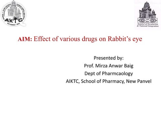 Expt. 3 Study of mydriatic and miotic effects on rabbit eye. | PPT