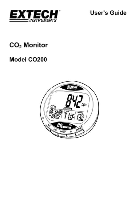 Hướng dẫn sử dụng máy đo khí CO Extech CO10 | PDF