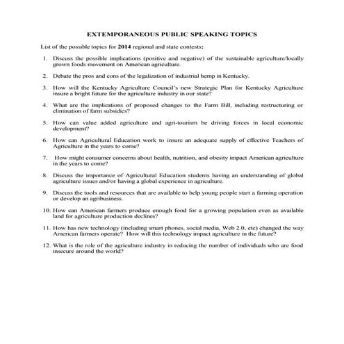 Extemp topics-2014 | DOC