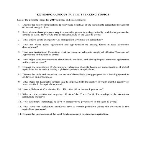 Extemp topics 2017 | DOC