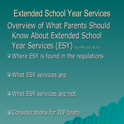 Extended School Year Services | PPT | Special Needs Kids | Parenting