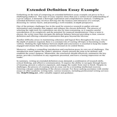 Extended Definition Essay Example | PDF