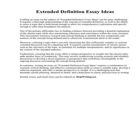 Extended Definition Essay Ideas. The University of Tennessee at ...