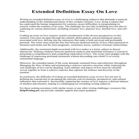 Extended Definition Essay On Love. McNeese State University | PDF