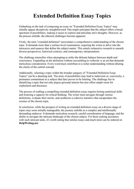 Extended Definition Essay Ideas. The University of Tennessee at ...