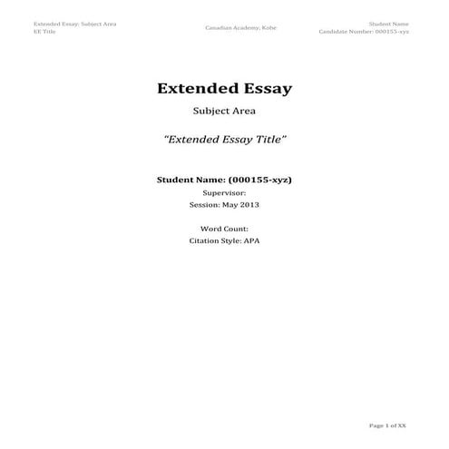 Extended Essay Frame | DOCX