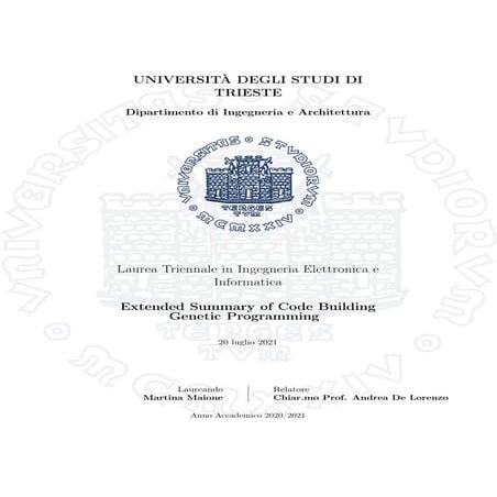 Extended summary of code building genetic programming | PDF