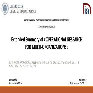 Extended summary of “operational research for multi organizations” | PDF