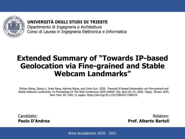 Extended Summary of “Towards IP-based Geolocation via Fine-grained and ... Extended Summary of “Towards IP-based Geolocation via Fine-grained and ...