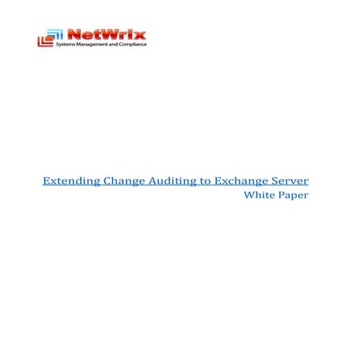 Extending Change Auditing to Exchange Server | PDF