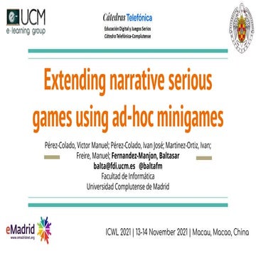 Extending narrative serious games using ad hoc minigames | PDF | Educational Video Games | Video ...