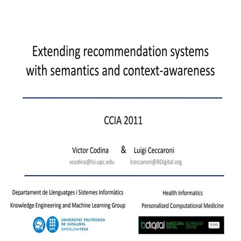 Extending Recommendation Systems With Semantics And Context Awareness | PDF