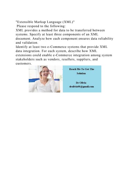 Extensible Markup Language Xml Please Respond To The Followingdocx