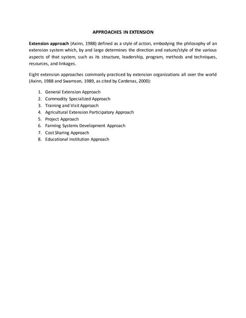 Approaches in Extenstion | PPT