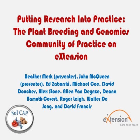Putting Research into Practice: The Plant Breeding and Genomics ...