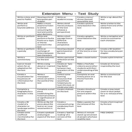 Extension menu - text study | DOCX