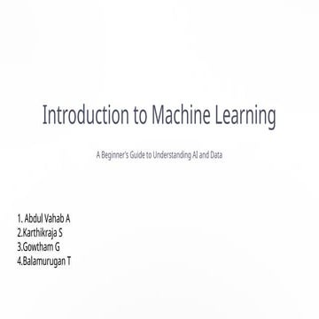 Introduction to ML (Machine Learning) | PPTX