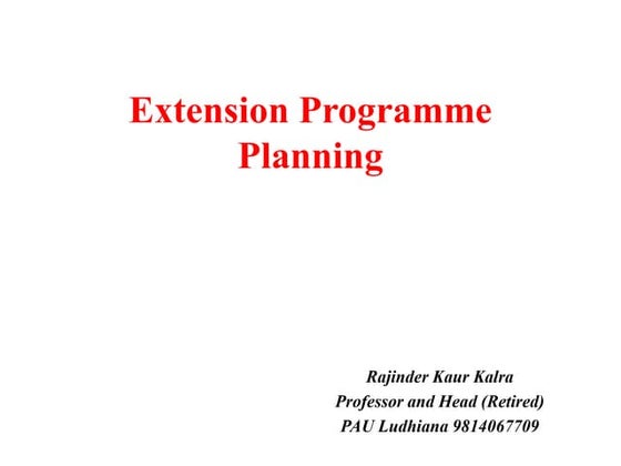 Extension programme planning | PPT