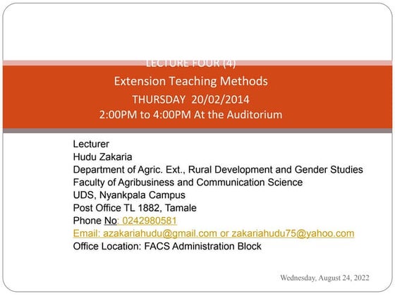 Extension teaching methods | PPT