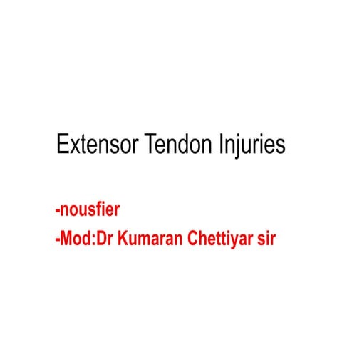 Extensor tendon injuries hand | PPTX | Death, Injury, or Military ...