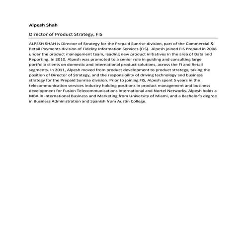 Alpesh Shah - Biography | PDF